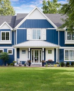 Modern Farmhouse with Blue Exterior - Home Bunch Interior Design Ideas